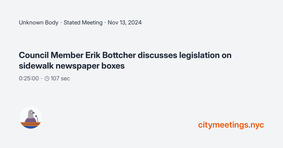 Council Member Erik Bottcher discusses legislation on sidewalk ... Council Member Erik Bottcher discusses legislation on sidewalk ...
